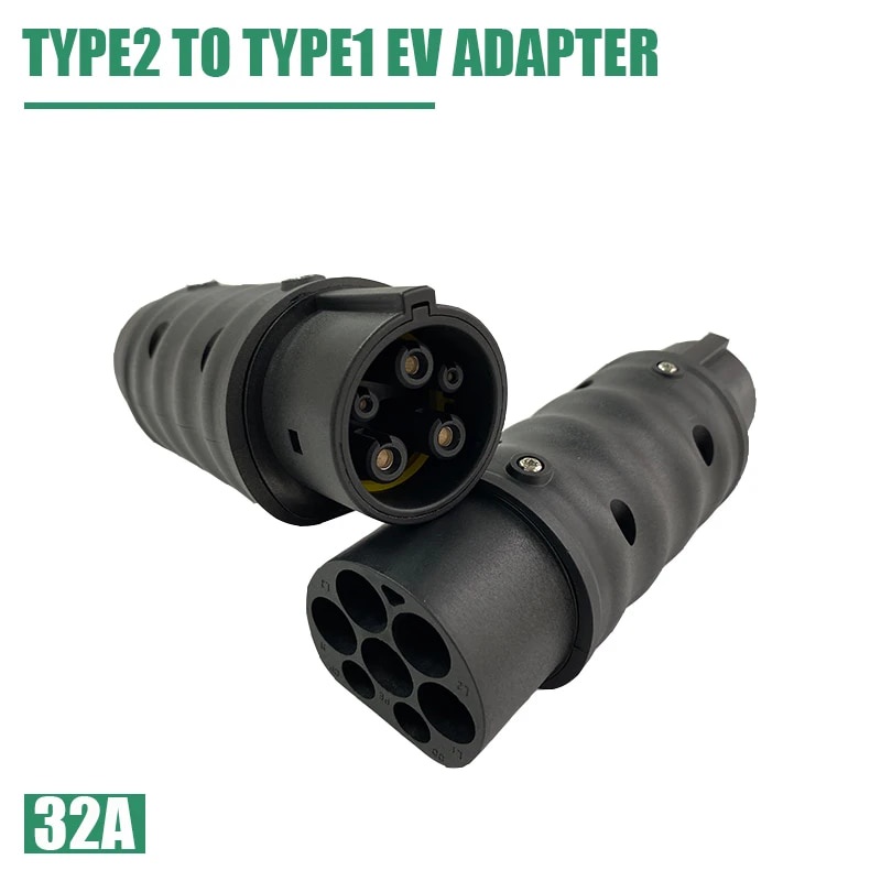 32A EVSE Charger Connector Type2 To Type1 EV Adapter IEC 62196 Socket ...