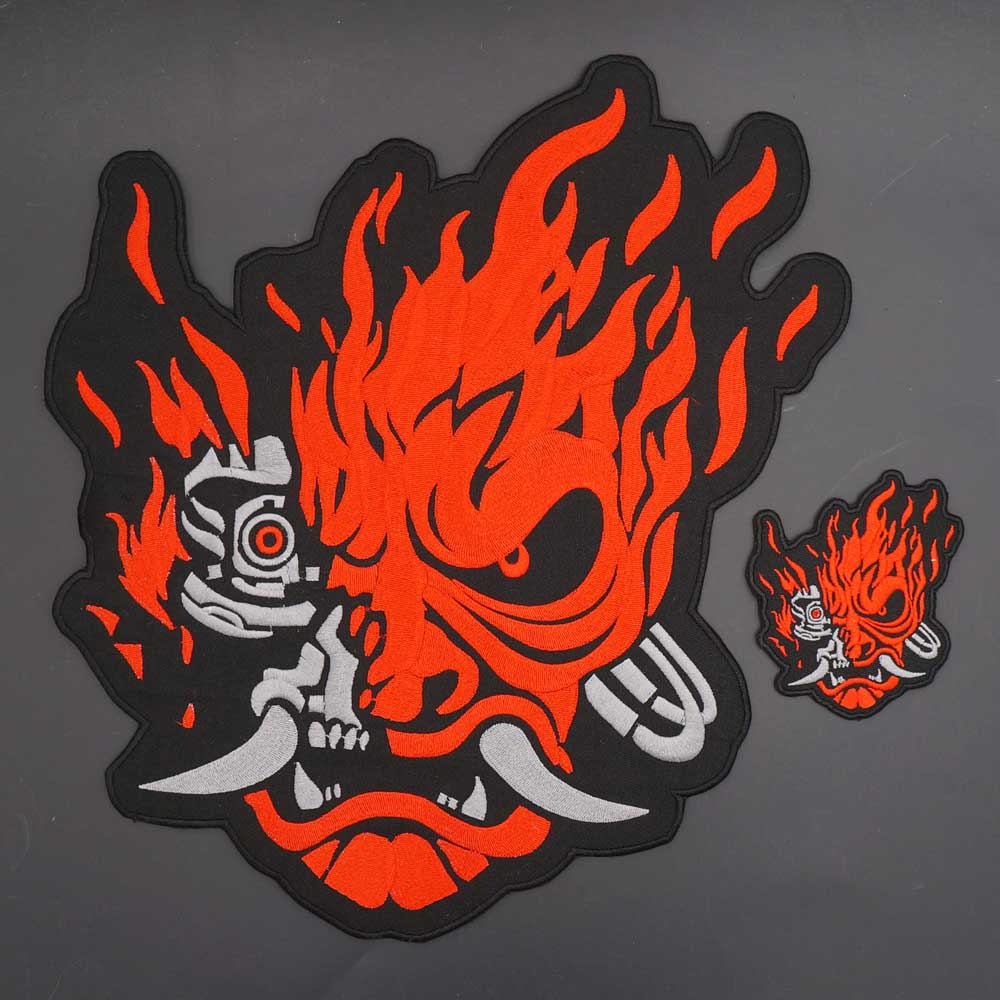 ⊹Japanese Samurai Embroidered Patches Iron on Backing Sewing Punk Biker Label for Leather Vest J ...