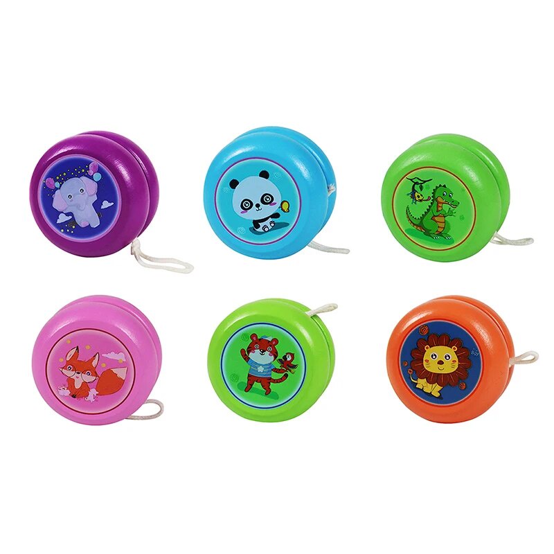 Retro Nostalgia Wooden Yoyo Ball Toy Animal Print Children's Dinosaur ...