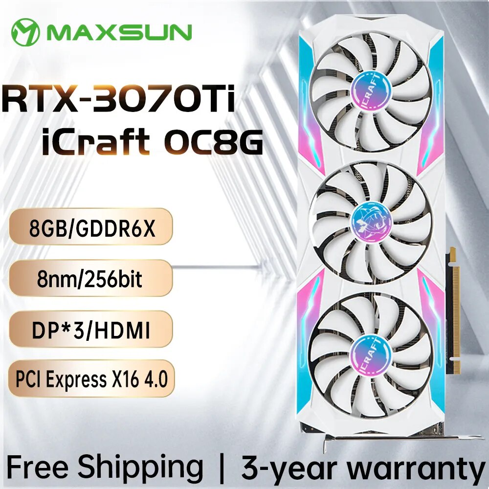 MAXSUN Graphics Cards Full New GeForce RTX 3070 Ti iCraft OC 8G GDDR6X ...