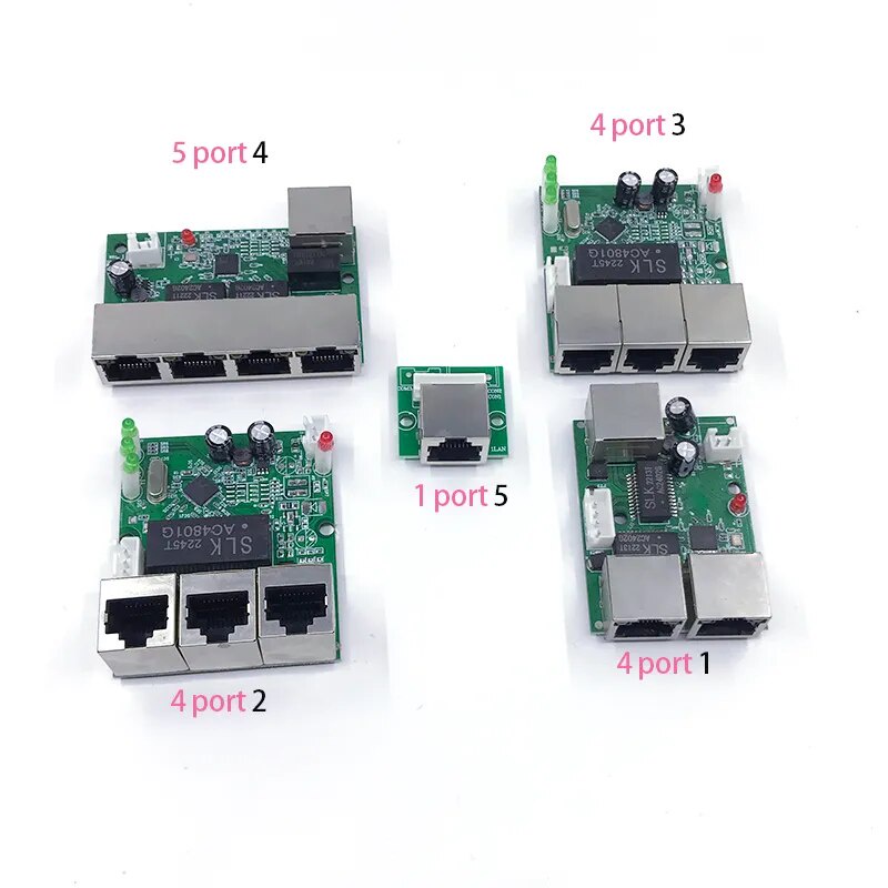 ☫Mini PCBA 4/5 Ports Networkmini ethernet switch module 10/100Mbps 5V 12V 15V 18V 24V cwr ...