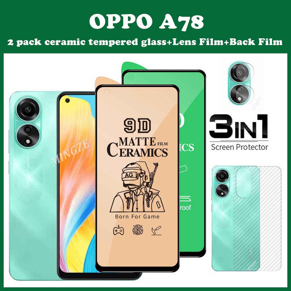 (3 in 1) OPPO A78 Ceramic Tempered Glass Screen Protectors + camera ...
