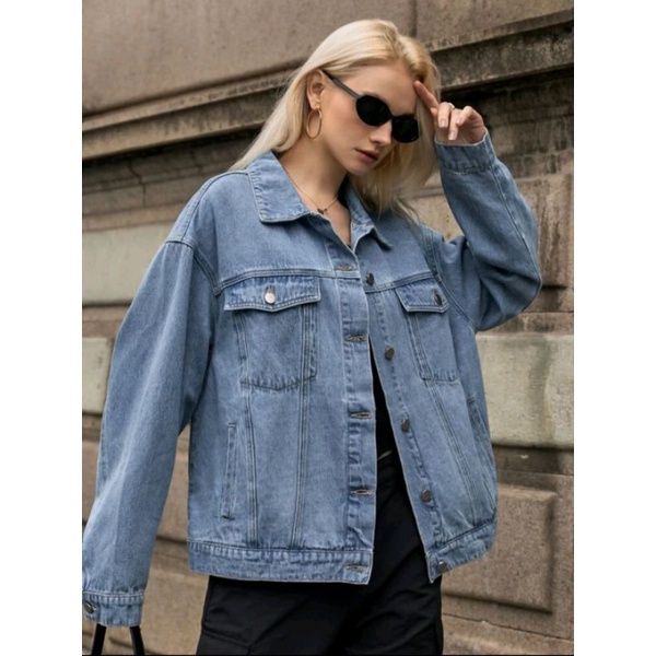Flap Pocket Button Front Denim Jacket | Shopee Philippines