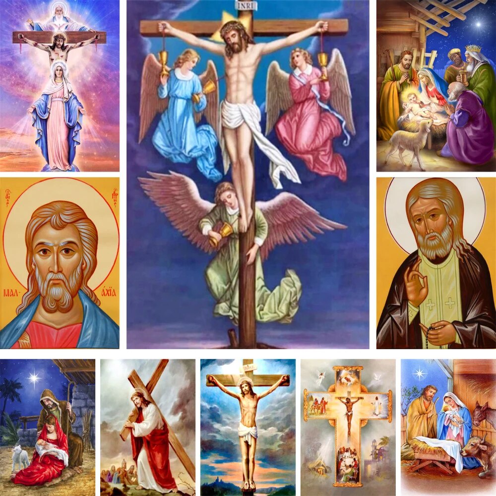 ⚕The Cross Of Jesus DIY Paint By Numbers Package Acrylic Paints 40*50 ...