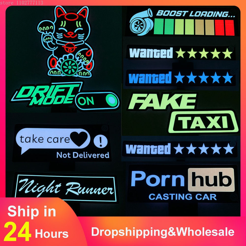 Fashion JDM Car LED Decoration Light Sticker Flashing Lights Windshield ...