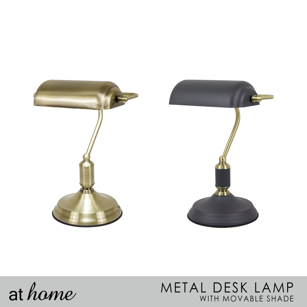 At Home Deluxe Harper Nordic Metal Desk Lamp w/ Linen Shade Décor for ...