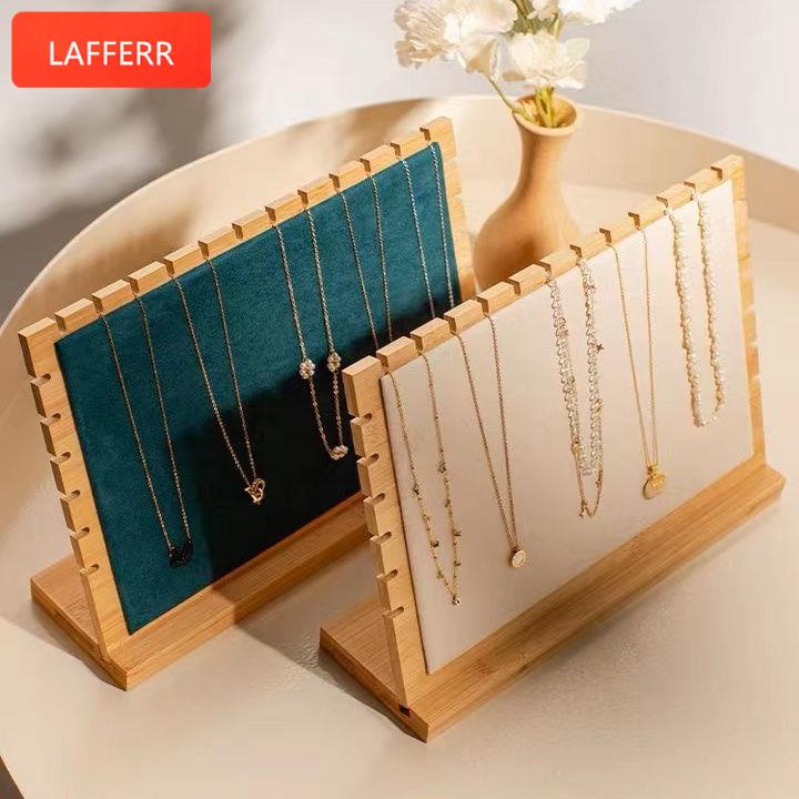 [Premium Storage] Bamboo Wood Jewelry Rack Large Necklace Bracelet ...