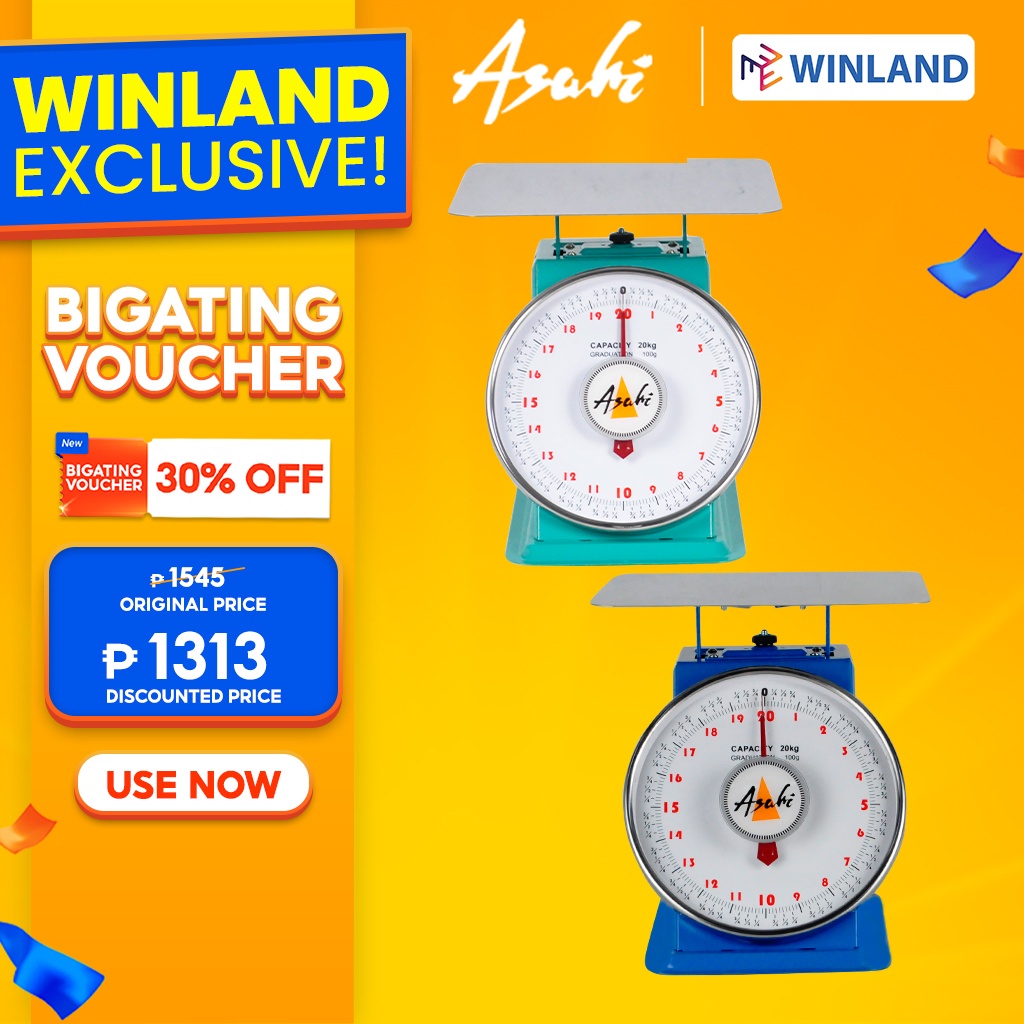 Asahi by Winland Spring Dial Weighing Scale 20kg Stainless Flat Top FS ...