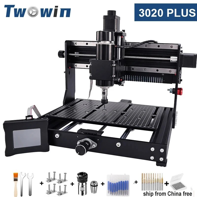 TWOWIN CNC 3020 Plus Laser Engravr Metal Engraving CNC Machine 500W Spindle GRBL Control DIY ...