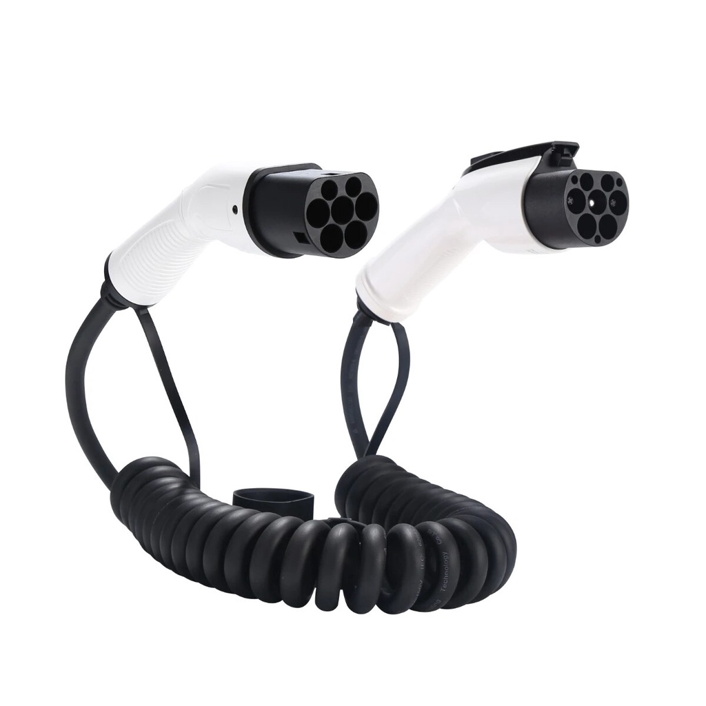 EVcharger4U 5M/7M Spiral EV Charging Cable IEC62196 Type 2 to GBT 7KW ...