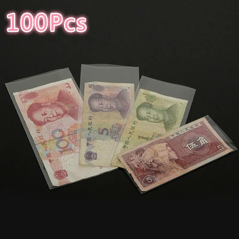 100 pcs Protect Bag for Banknote Paper Money Stamp Collection Shell ...