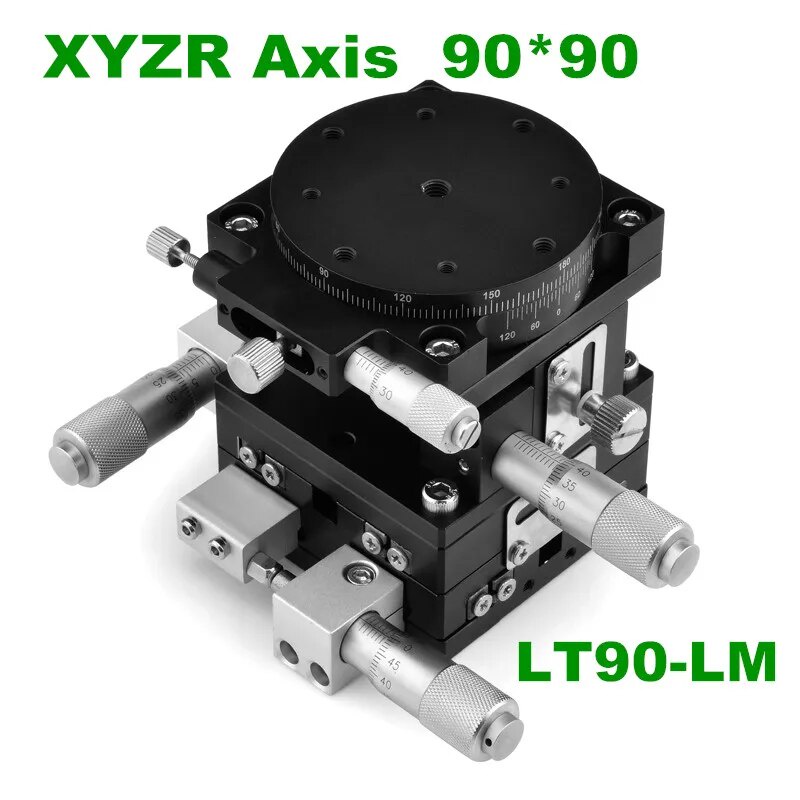 XYZR Axis diameter 90mm Knob Micrometer Sliding stage Guide Rail Type ...