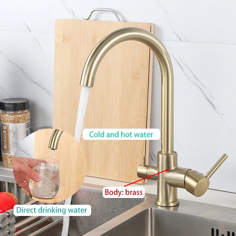 ULA Mixed Brass Drinking Water Faucet Kitchen Hot Cold Water Kitchen ...