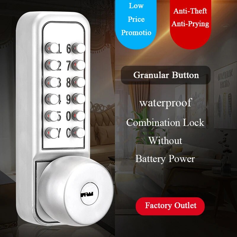 LSTABAN Waterproof Mechanical Digital Key Door Lock Push Button Keypad ...