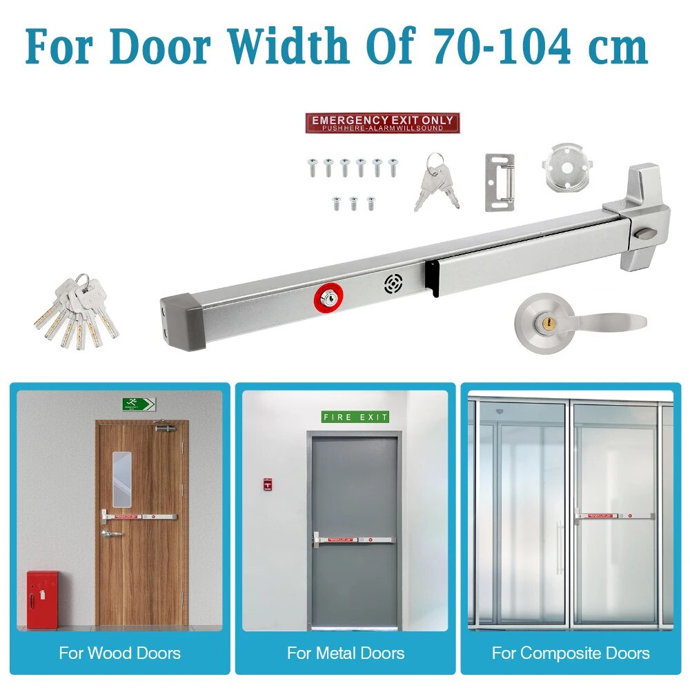 Alarmed Panic Exit Door Device Push Bar Rod with Loud Warning Strike ...
