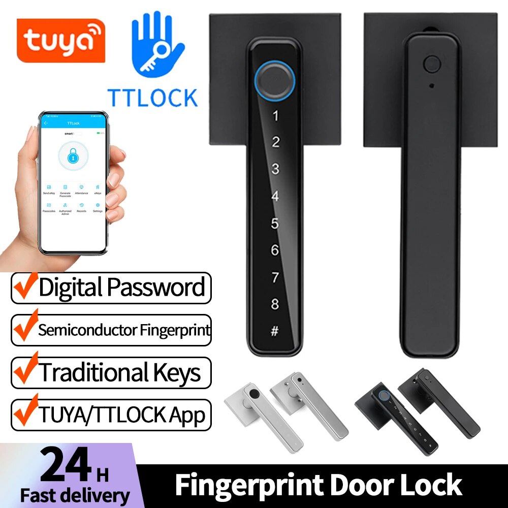 Fingerprint Door Lock TUYA/TTLOCK APP Control Digital Electronic Door ...