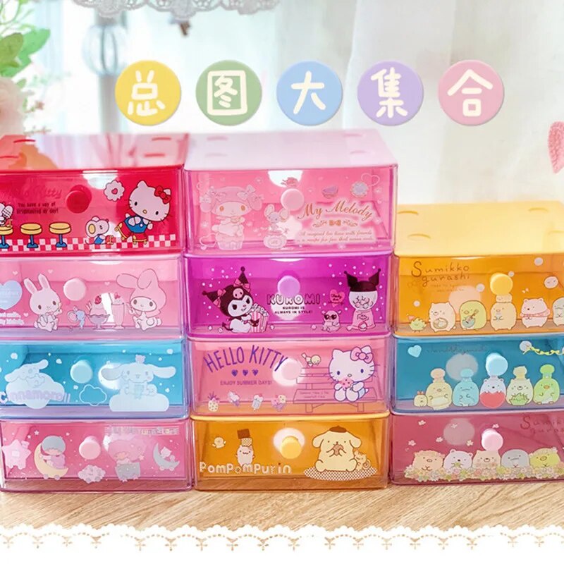 42y Sanrio hello kitty drawer box cute girl kuromi Melody desktop ...