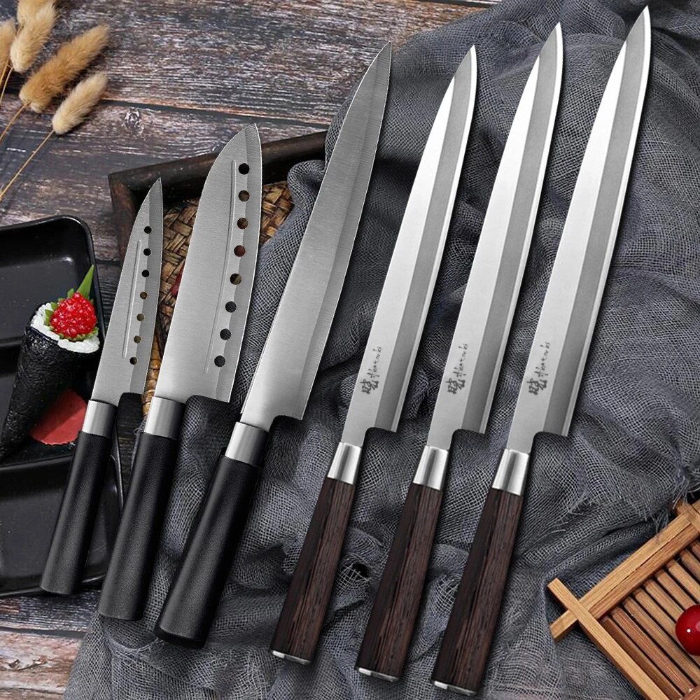 Japanese Kitchen Set Sashimi Sushi Knife Stainless Steel Santoku Knives ...