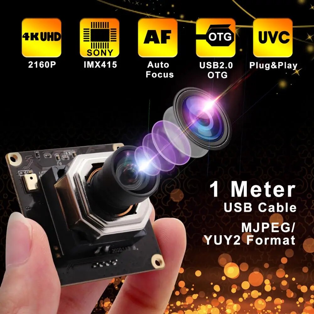71I Autofocus 4K USB Webcam MJPEG 30fps 3840x2160 CMOS IMX415 Mini ...