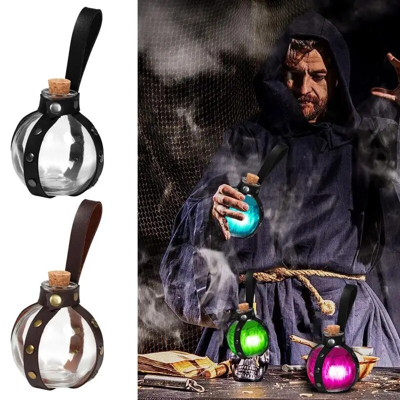 Medieval Wizard Witch Dark Magic Cork Potion Glass Bottle Holder With ...