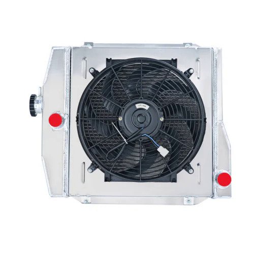 4 Row Aluminum Radiator &Shroud Fan fit 1955 Jeep Willys / 59-71 Jeep ...