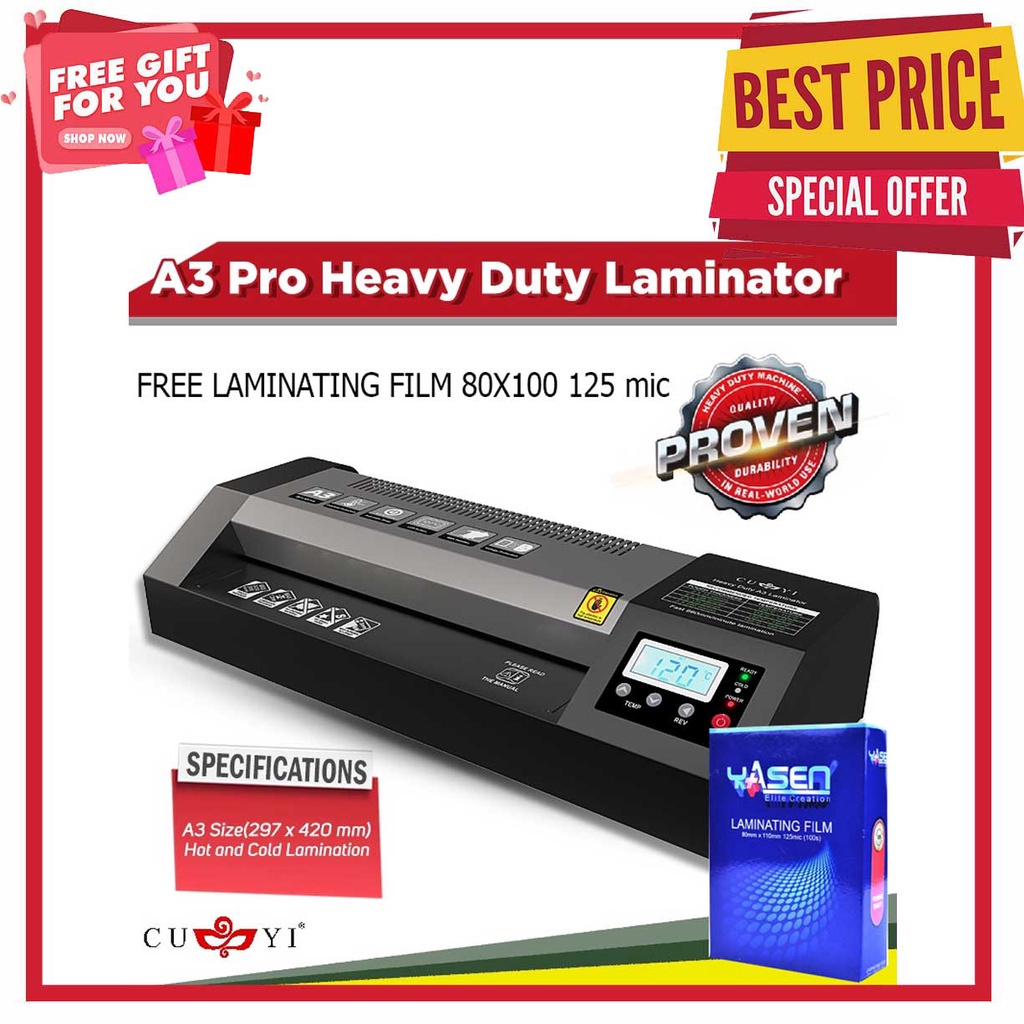 2024 Cuyi A4 A3 Size Laminator Hot Cold Reverse Function 220v Heavy
