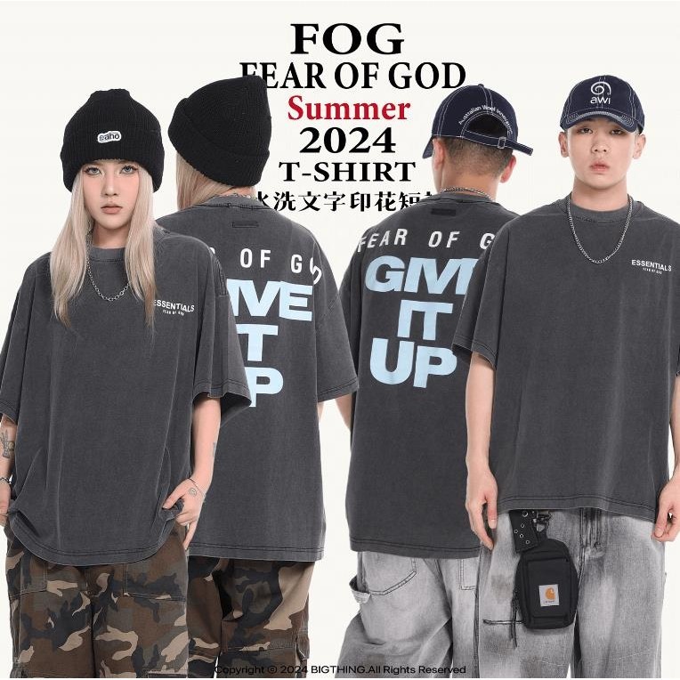 Unisex Ready Stock FEAR OF GOD FOG Main Line Washed Distressed Letters ...