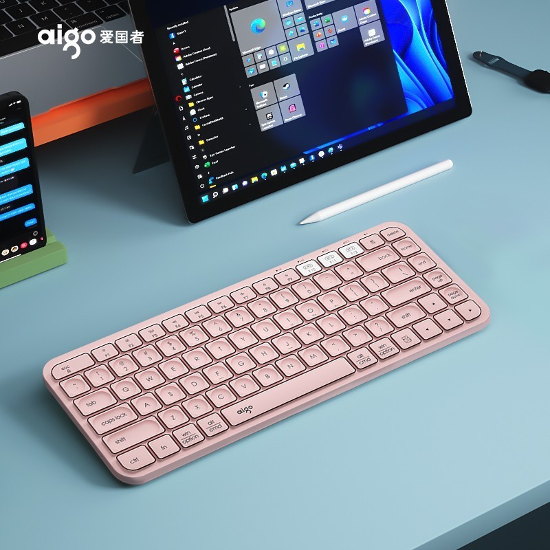 Aigo Bluetooth Universal Wireless Keyboard Girl Heart Multi-Color ...