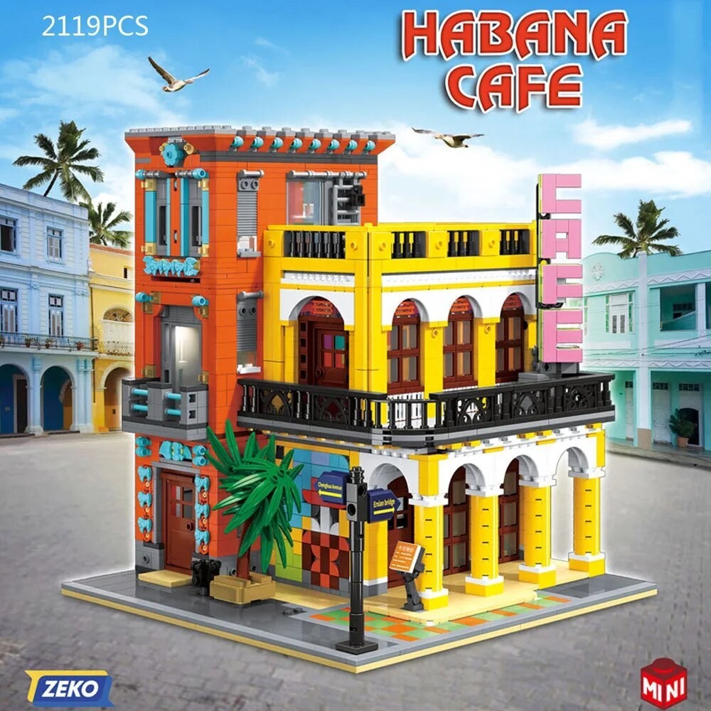 43C City Street View Architecture Coffee Shop Mini Block Streetscape ...