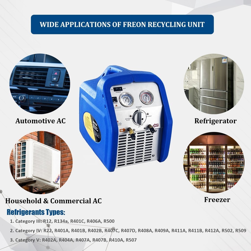 Automobile HVAC Rr500 1Hp Twin Cylinder Refrigerant Recovery Machine ...