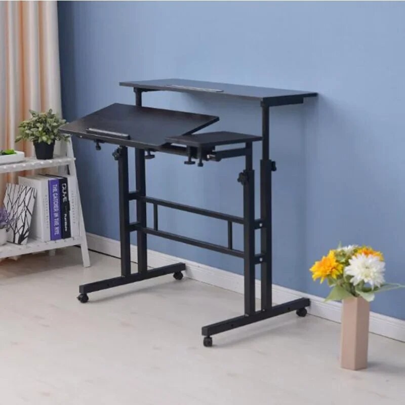 Standing Computer Desk Laptop Table with Mouse Keyboard Shelf Tray ...
