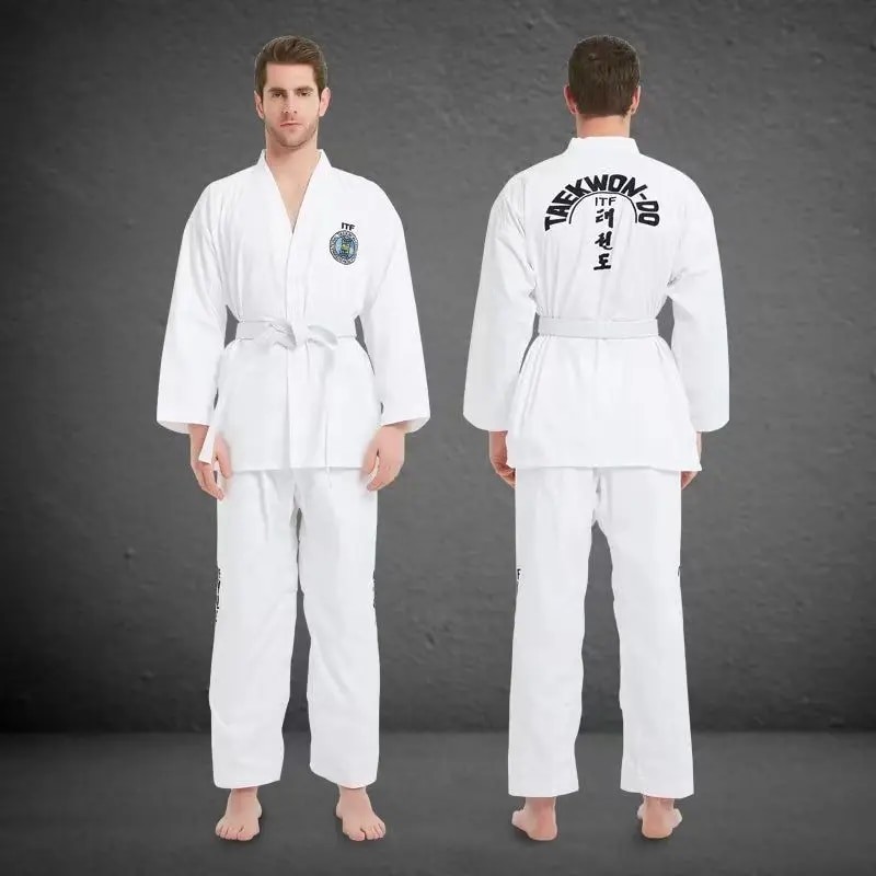 【Child / Adult White ITF Taekwondo Uniform Set Coat and Pants Karate ...