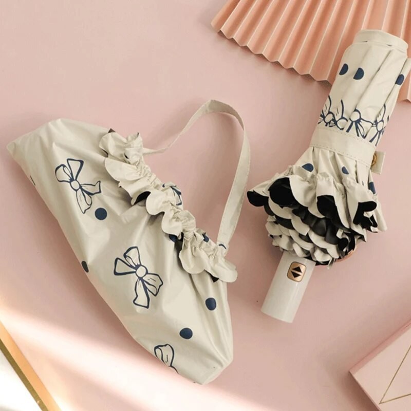 ๑Cute Folding Umbrellas Woman Portable Small Beach Mini Uv Girly Lace ...