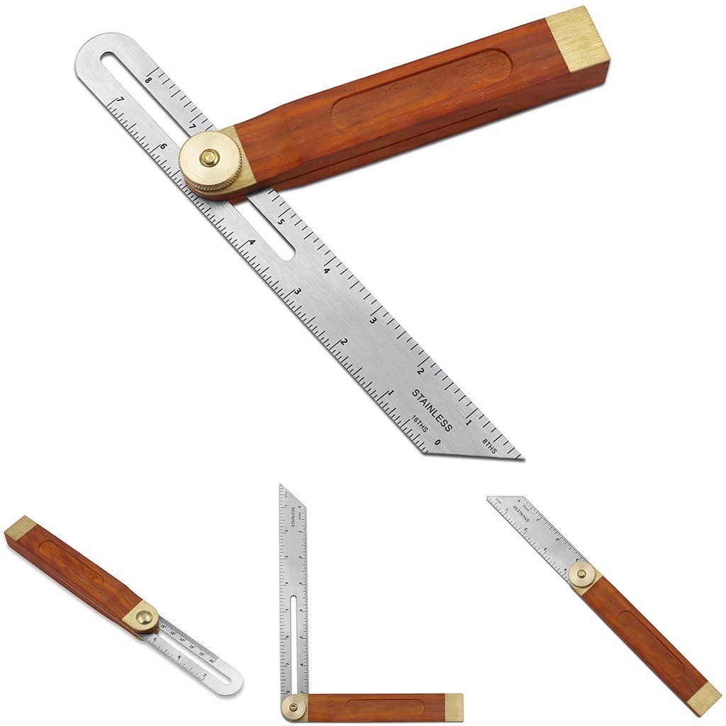 96e Angle Rulers Gauges Stainless Steel Ruler Square Sliding T-Bevel ...