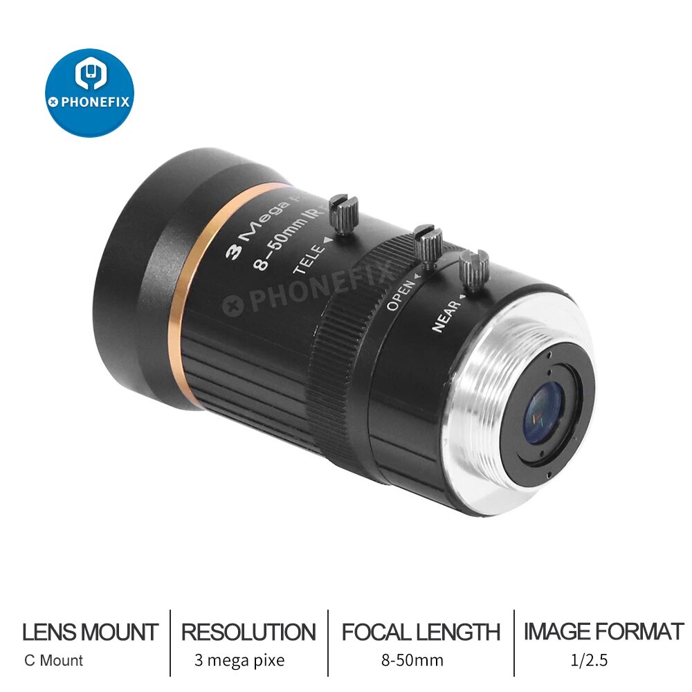 8-50mm 3MP 1/2 Manual Aperture C-Mount Security Camera Lens Manual IRIS Zoom Focus Lens | Shopee ...