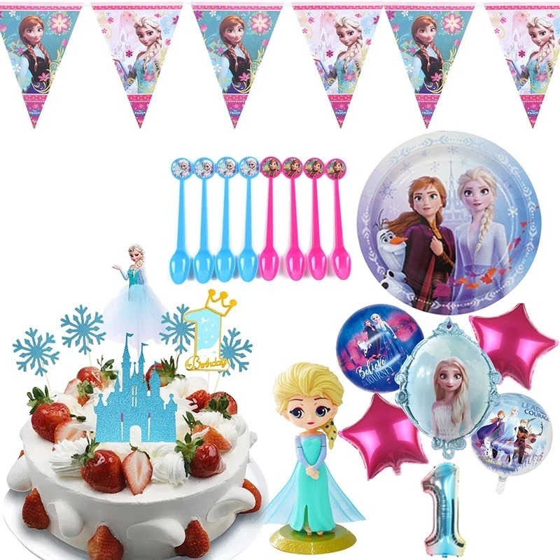 21R 37pc/Set Frozen Elsa Anna Princess Cake Cupcake Toppers Flag Girls ...