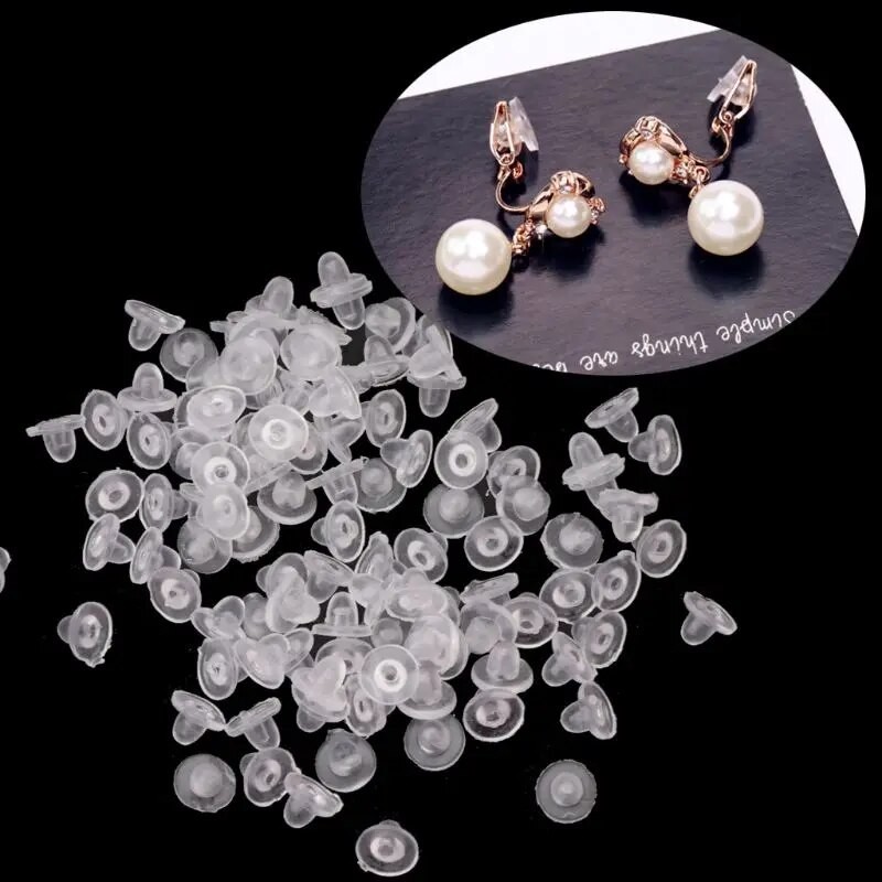 100Pcs Clear Anti-Pain Rubber Clip On Earring Super Soft Silicone ...