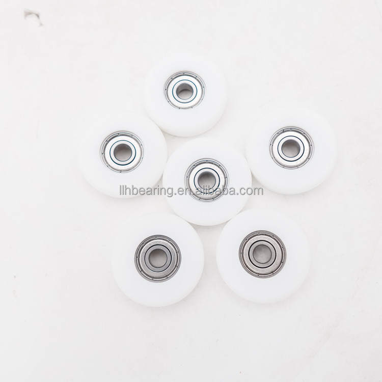 plastic polyurethane PU coated guide wheel roller with deep groove ball ...