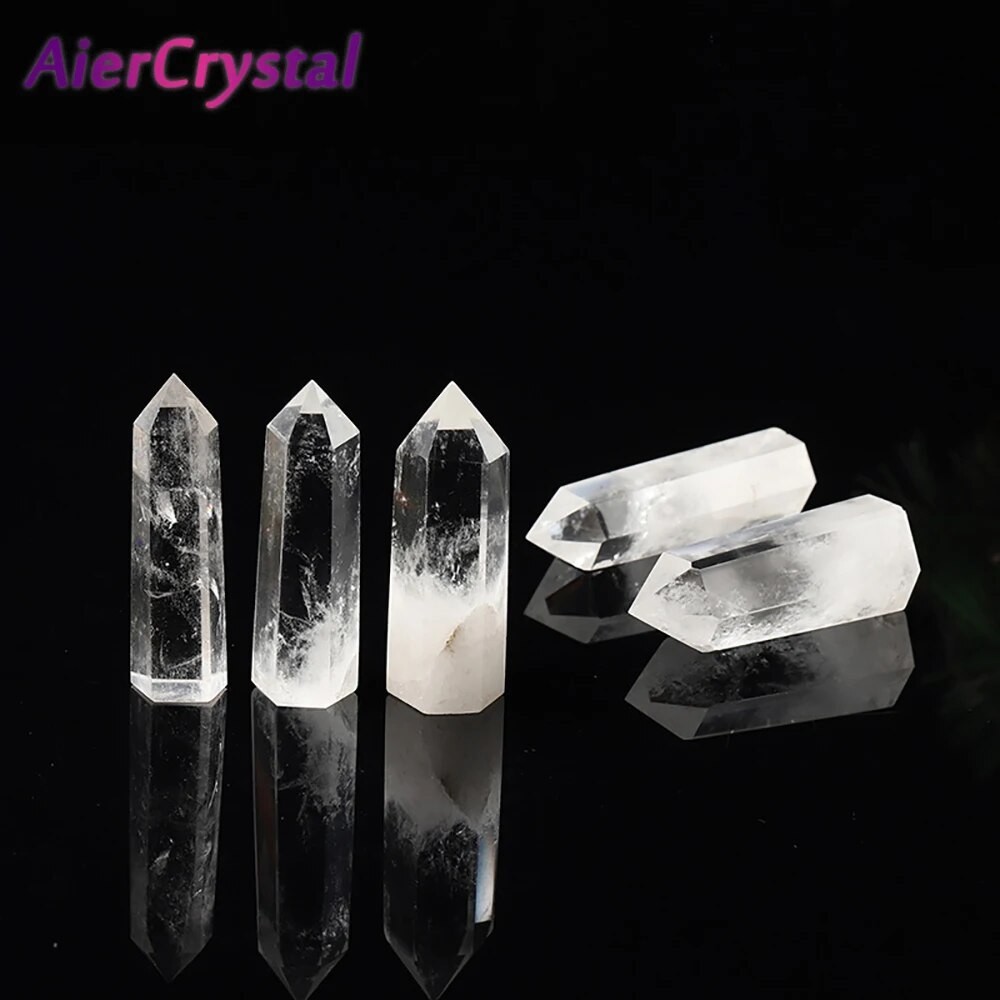 Natural Transparent Quartz Column Transparent White Crystal Hexagonal ...