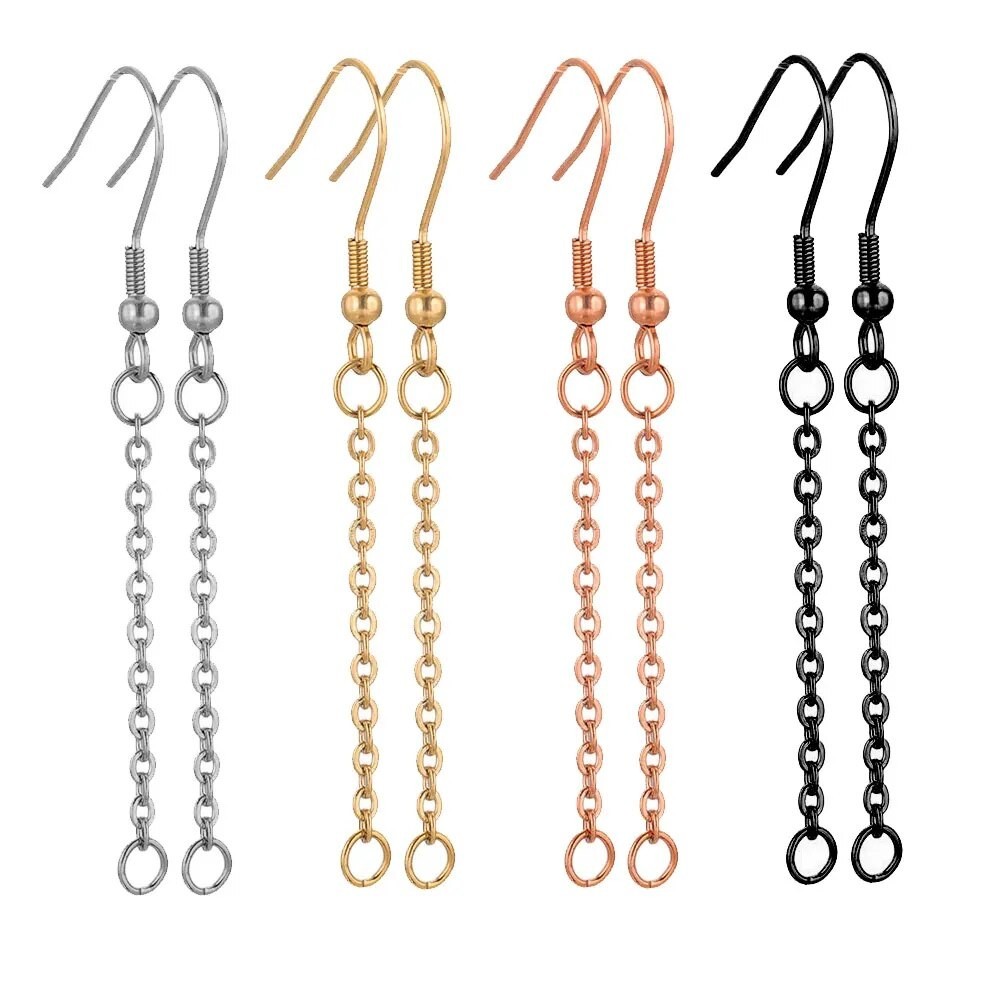 20pcs Stainless Steel Chain Earrings Hooks Wire Ear Hooks Connectors ...