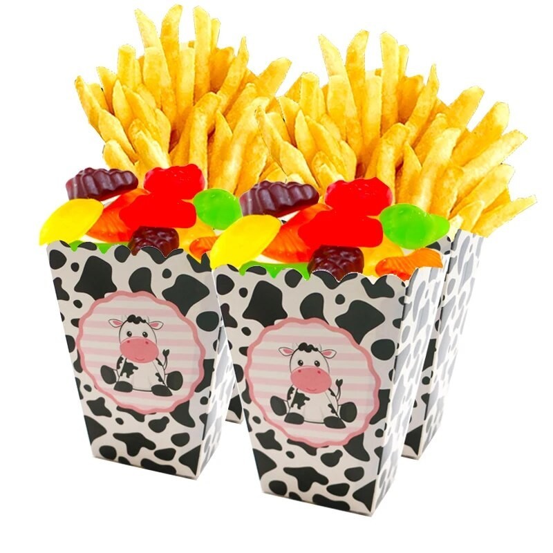 6pcs/Pack Popcorn Box Favour Chips Containers For Kids Farm Animals Cow ...