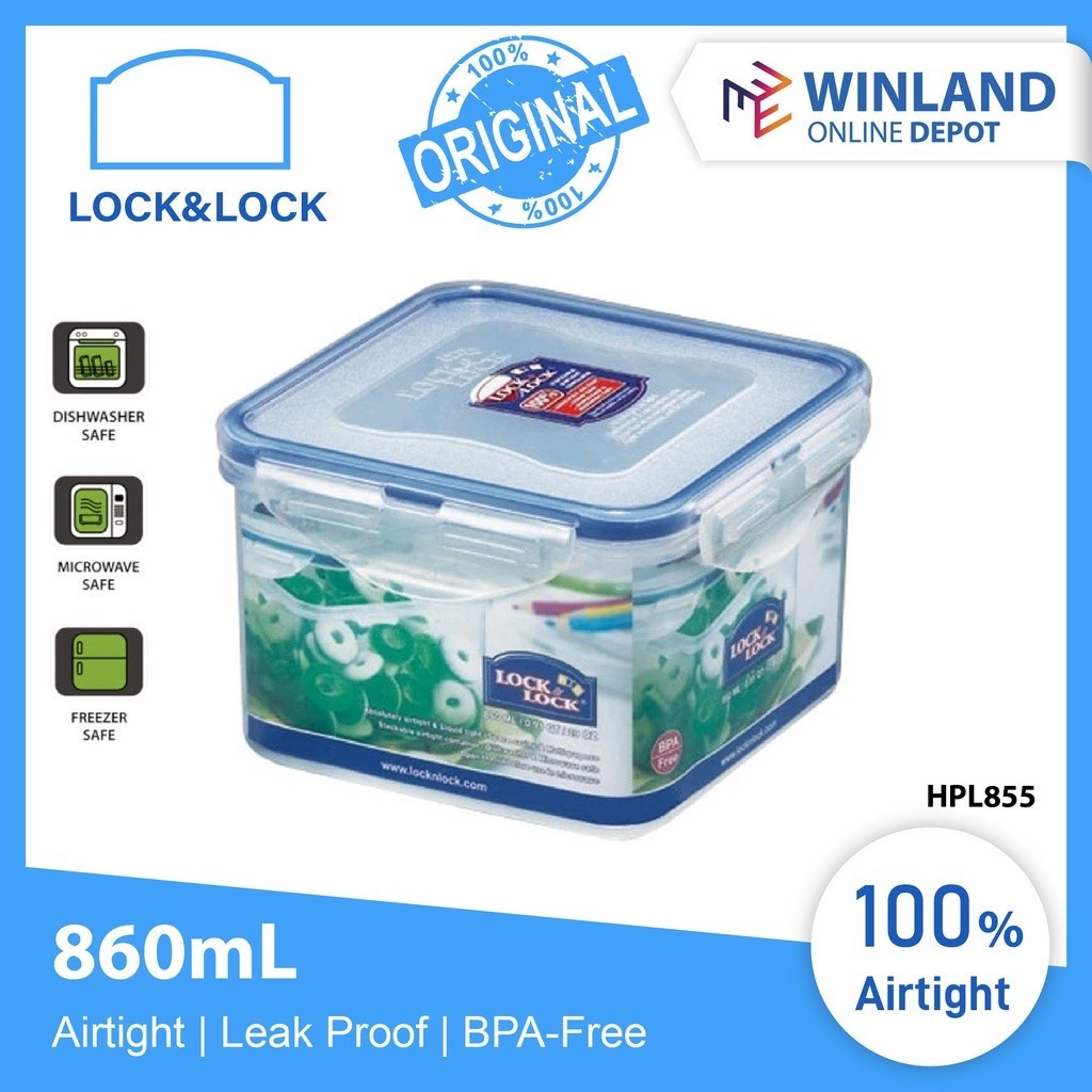 Locknlock by Winland Classic Airtight Rectangular Square Food Container Storage 860ML HPL855 ...