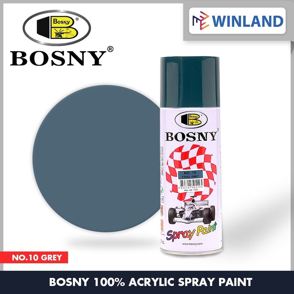 Bosny by Winland 100% Acrylic Spray Paint Steel Grey No.10 | Shopee ...