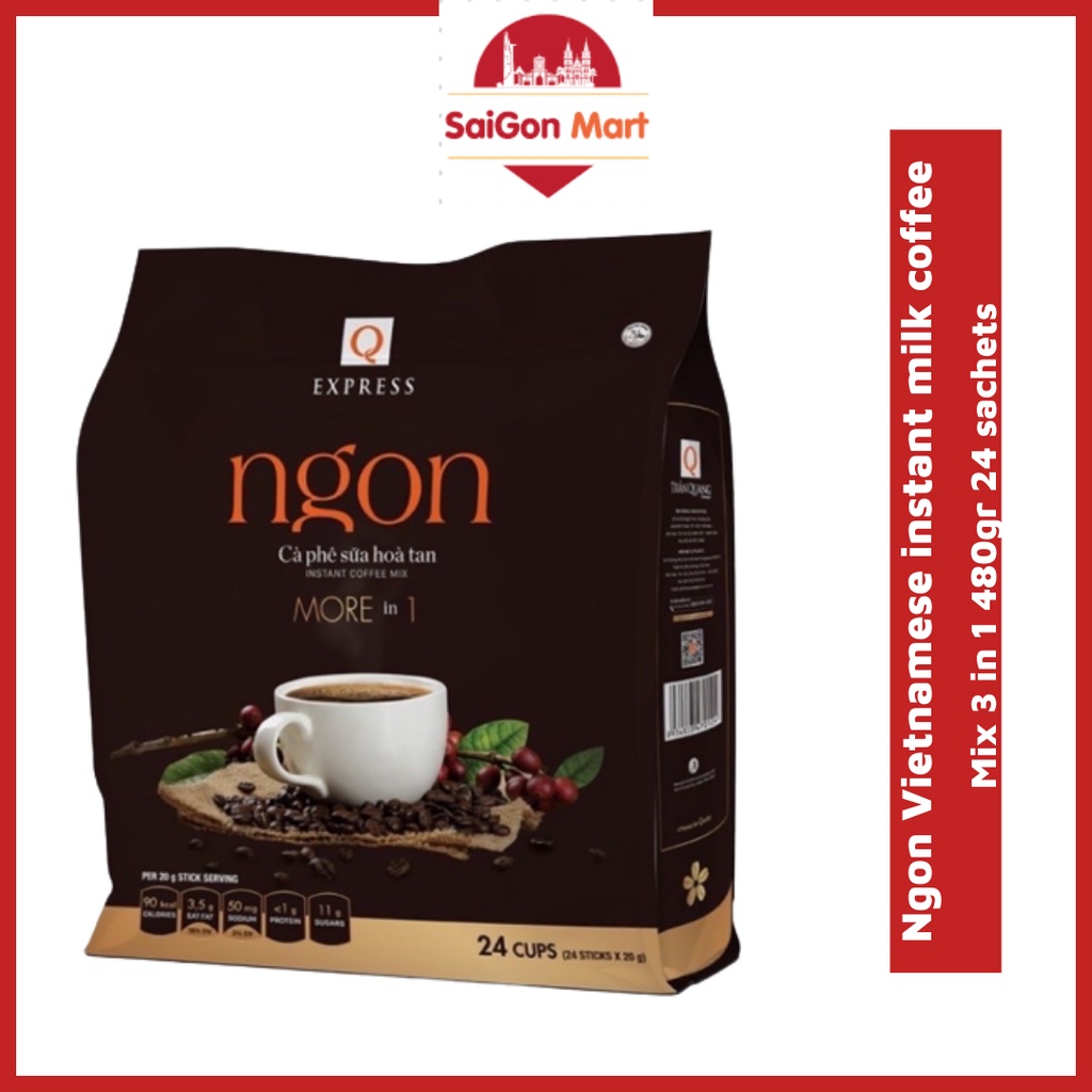 coffee 480gr 1 milk in 24 instant 3 Ngon saigonmart sachets Mix ...
