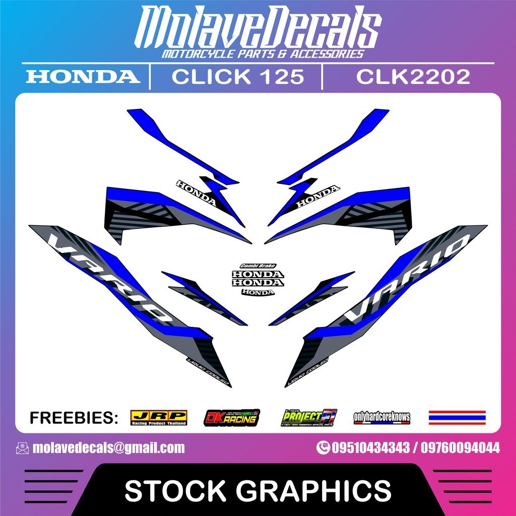 Honda Click 125 v3 2022 Stock Decals Blue CLK2202 | Shopee Philippines