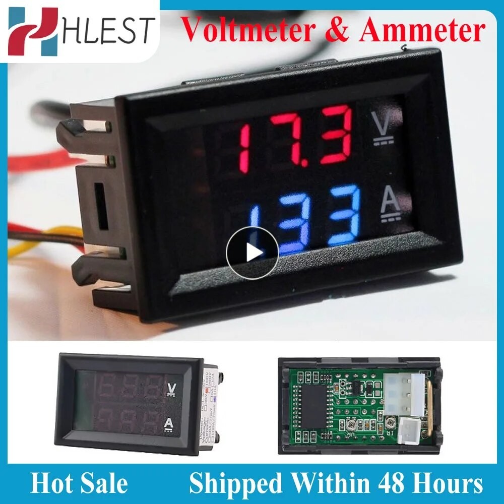 DC100V 10A LED Dual Digital Voltmeter Ammeter Car Motocycle Voltage Current Amp Meter Volt Gauge ...