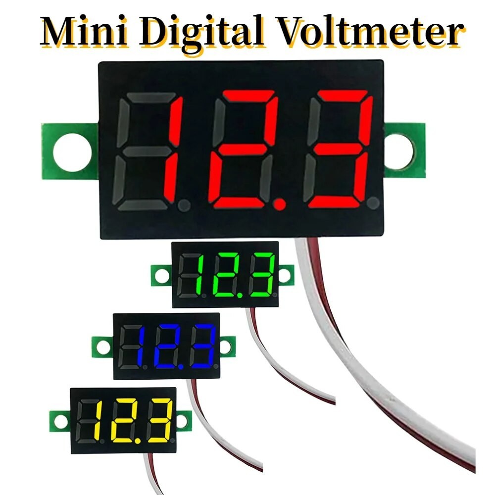 2 Wires Mini Digital Voltmeter Red/Blue/Yellow/Green 0.28 Inch Voltage ...