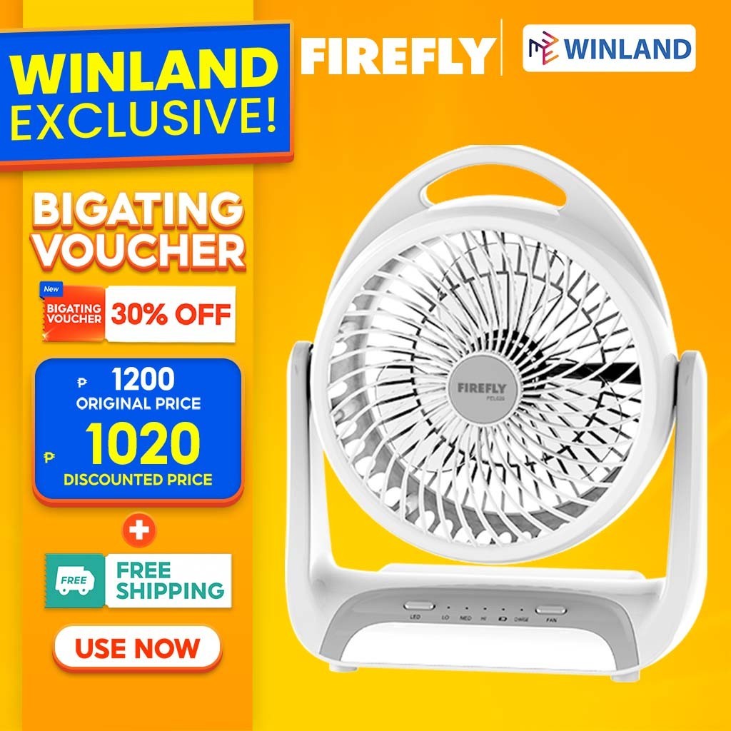 Firefly by Winland FEL628 Rechargable Mini Table Fan with Built-In ...