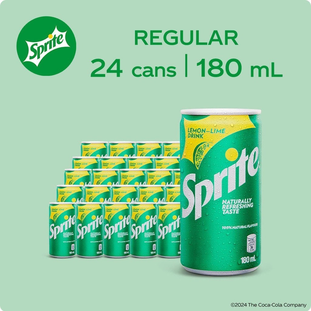 Sprite Regular Soda Mini Cans 180ml - Pack of 24 Cans | Shopee Philippines