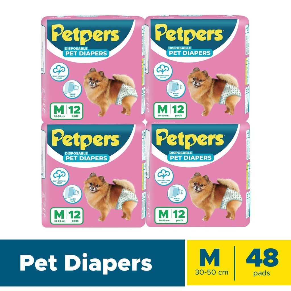 Petpers Pet Diaper Medium 12s x 4 Packs (48pcs) | Shopee Philippines